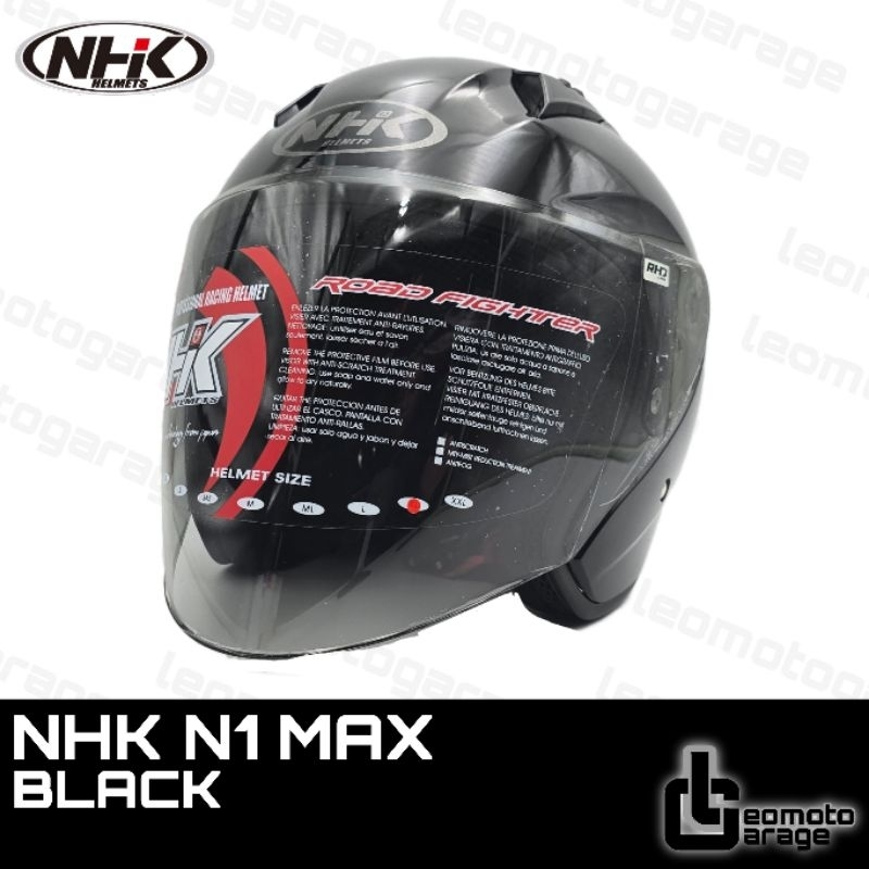 Jual HELM NHK N1 MAX HELM HALF FACE BLACK | Shopee Indonesia