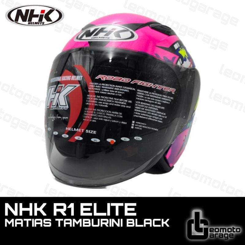 Jual HELM NHK R1 ELITE HELM HALF FACE MATIAS TAMBURINI BLACK | Shopee ...