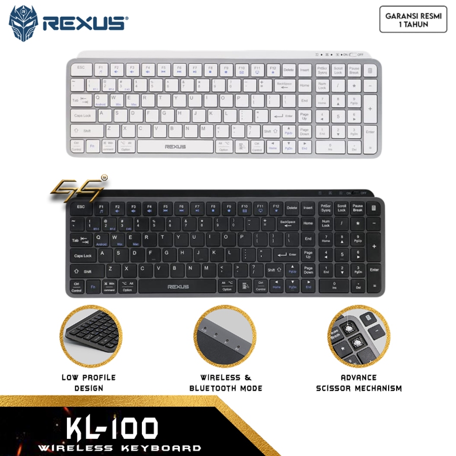 Jual REXUS KL100 KL-100 Keyboard Office Bluetooth Wireless Low Profile ...