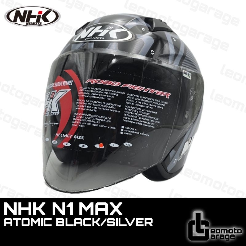 Jual HELM NHK N1 MAX HELM HALF FACE ATOMIC BLACK/SILVER | Shopee Indonesia