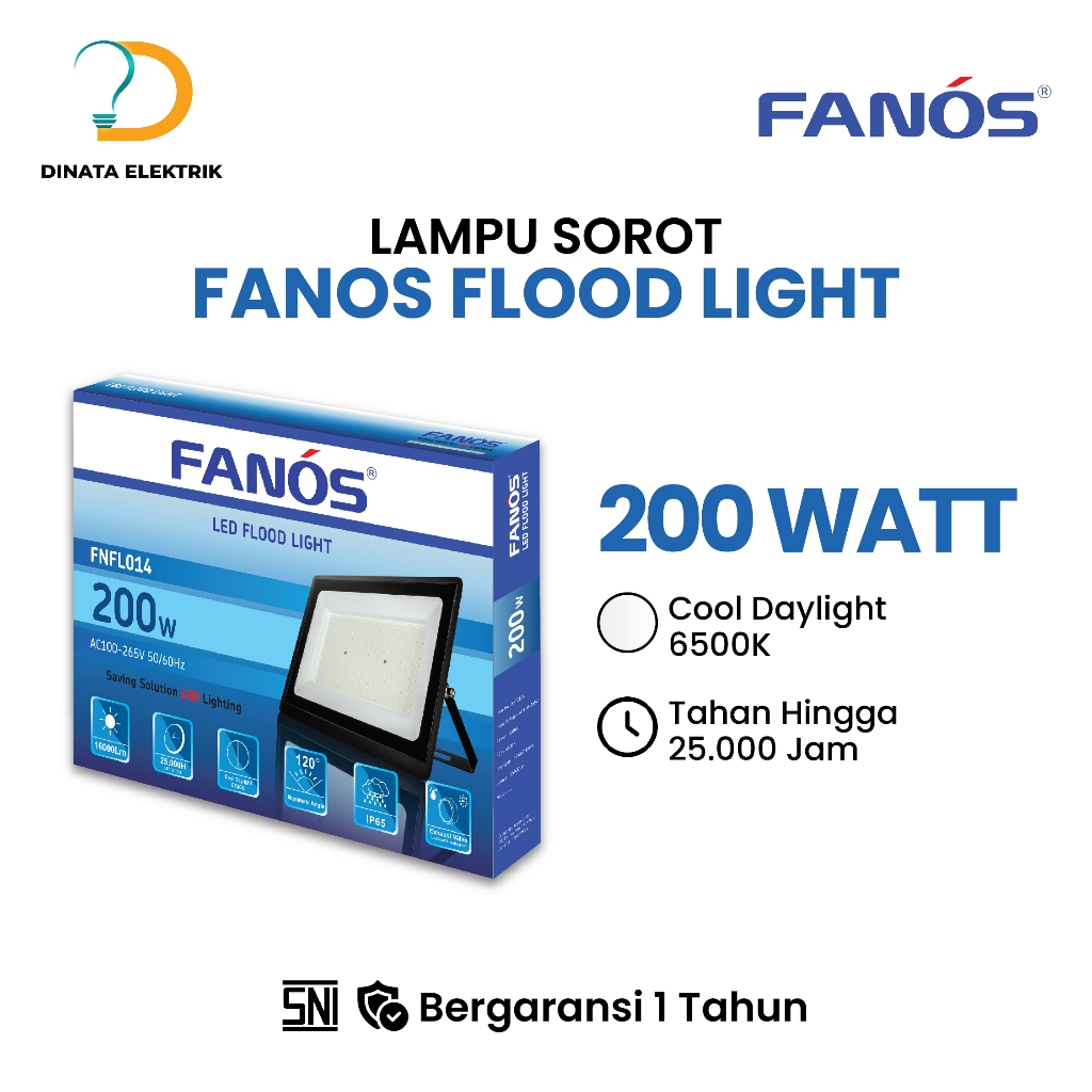 Jual LAMPU SOROT/TEMBAK LED FANOS FLOOD LIGHT 200W CAHAYA PUTIH GARANSI 1 TAHUN | Shopee Indonesia