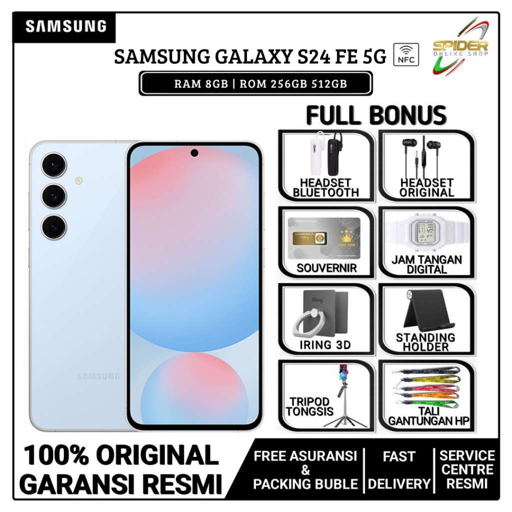 Jual SAMSUNG GALAXY S24 FE 5G NFC RAM 8/256GB GARANSI RESMI INDONESIA | Shopee Indonesia