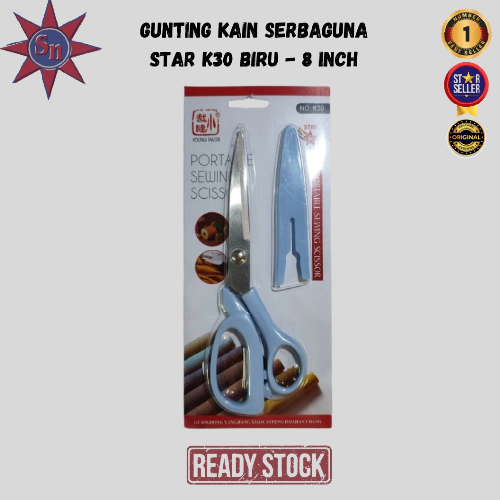 Jual Gunting Kain Serbaguna STAR K30 Biru - 8 Inch – Tajam, Kuat ...