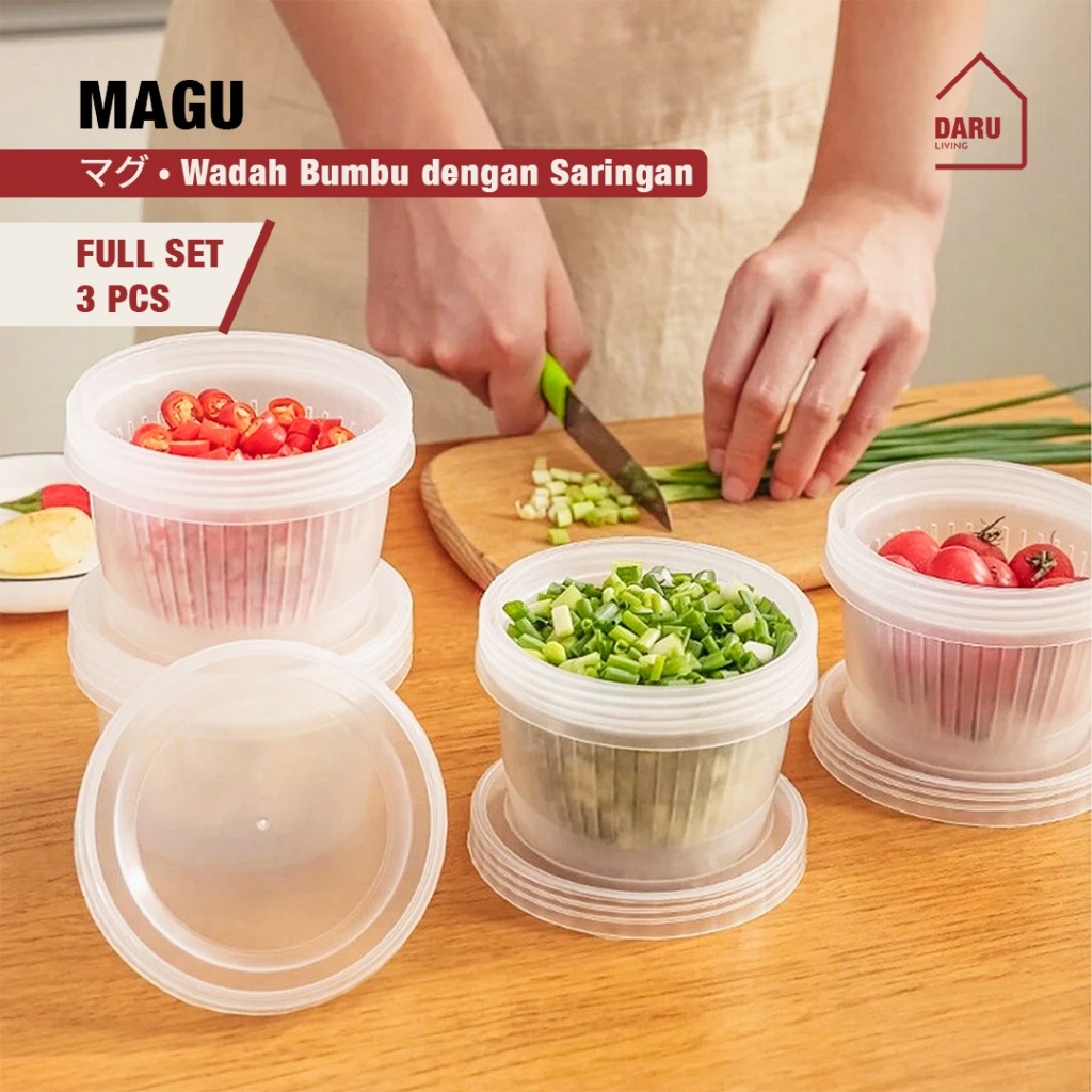 Jual 【DARU】MAGU Full set 3pcs- Tempat Penyimpanan Toples Makanan Bawang ...