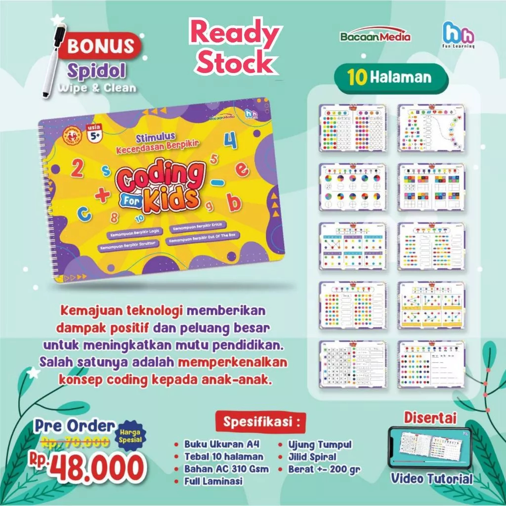 Jual Buku Belajar Coding cooding For Kids Edukasi activity book Anak ...