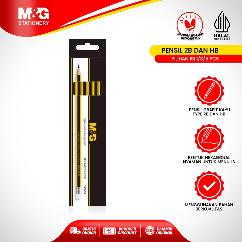 Jual M&G Pensil 2B dan Pensil HB Plus Penghapus Berkualitas Tidak Mudah ...