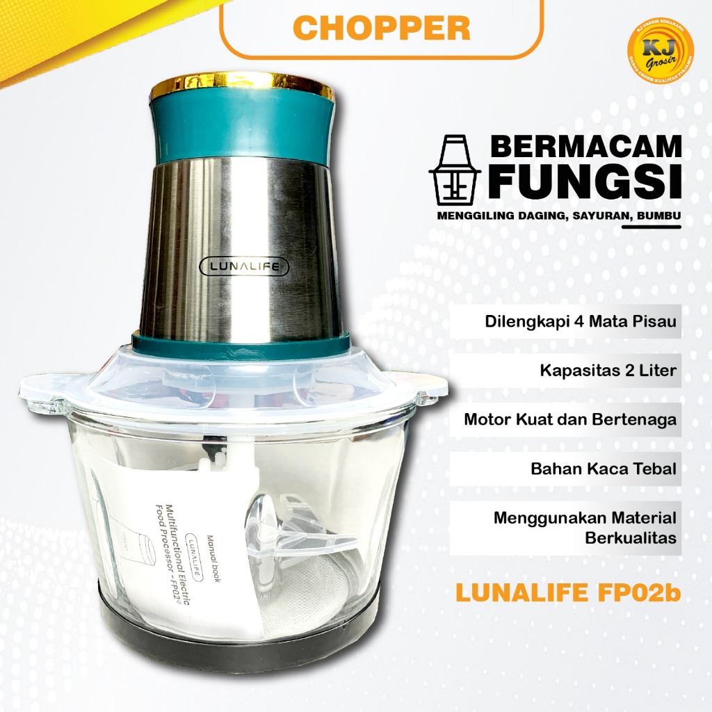 Jual LUNA LIFE BLENDER CHOPPER/CHOOPER KAPASITAS 2 LITER BAHAN KACA FP ...