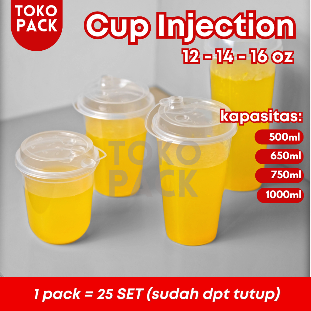 Jual (ISI 25 PCS) GELAS CUP INJECTION TEBAL PREMIUM 12-14-16-24 OZ ...