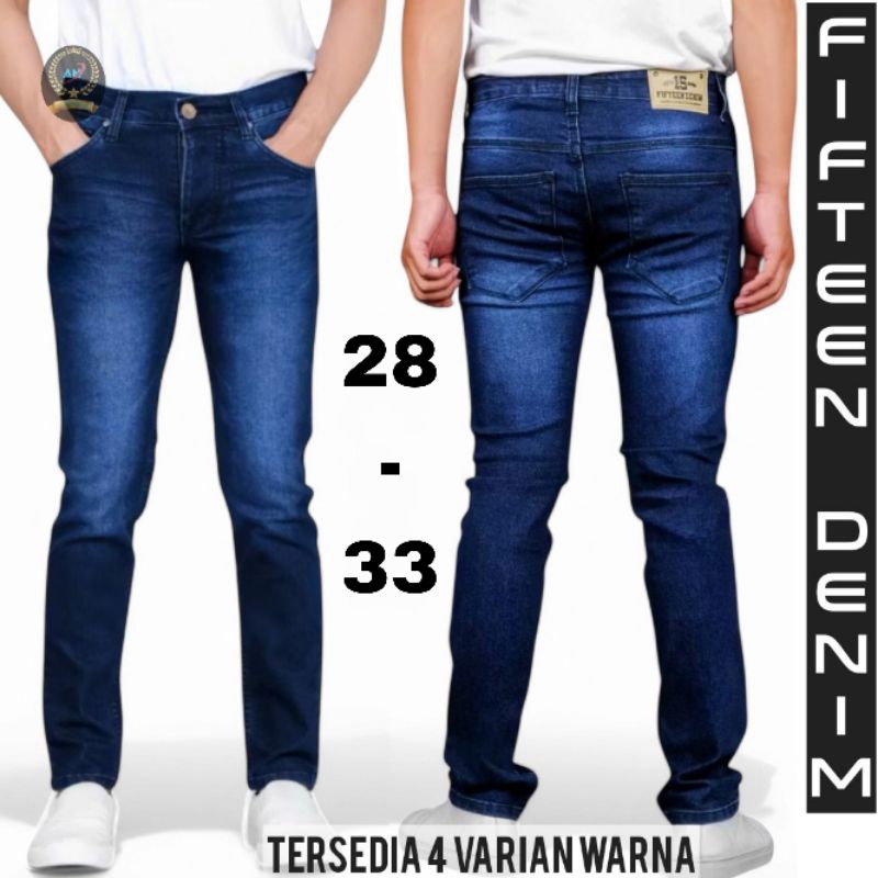 Jual FIFTEEN DENIM - Celana Jeans Pria Bahan Melar Slimfit Cowok JUMBO ...