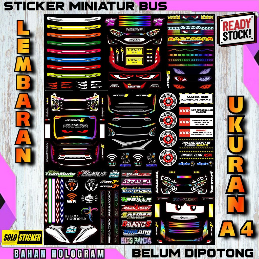 Jual Sticker Miniatur Bus Ukuran A4 Bahan Hologram BELUM DIPOTONG ...