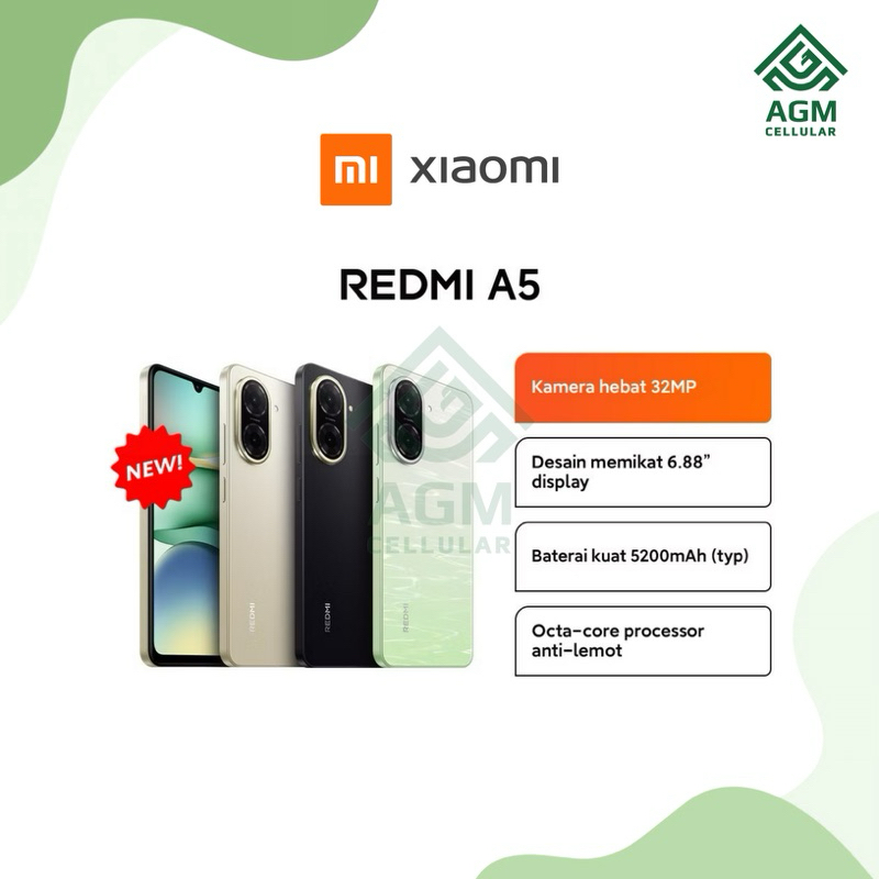 Jual HANDPHONE XIAOMI REDMI A5 RAM 4GB/128GB (Midnight Black, Lake Green, Sandy Gold) | Shopee ...