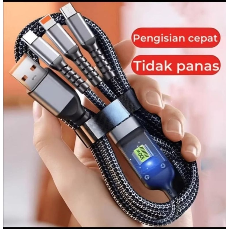 Jual Kabel Data Cable 3 in1 Super Fast Charging 100W Kabel Data Usb To ...