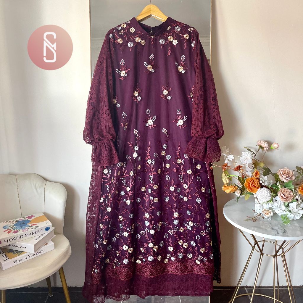 Jual Virani Myshawl Gamis Jumbo Brukat Motif Kasual Kondangan Wisuda ...