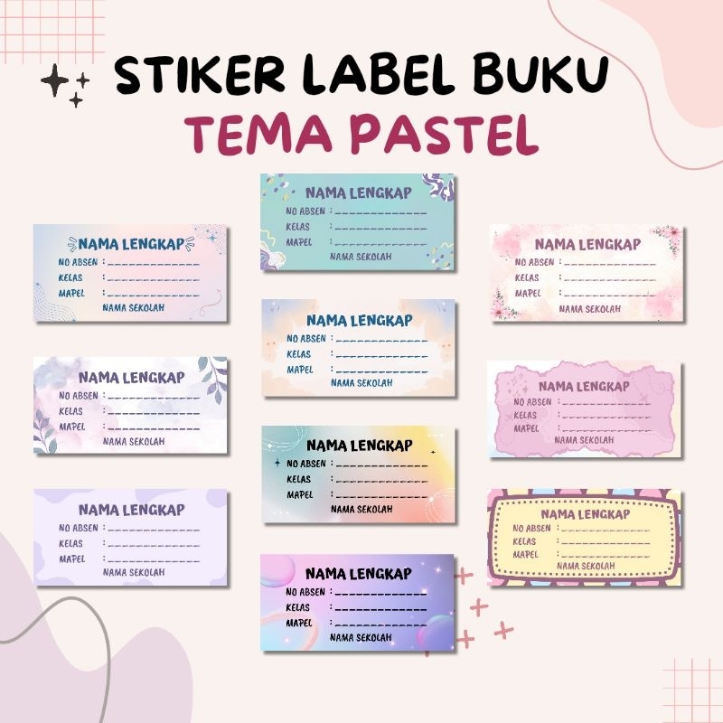 Jual Sticker Label Nama Buku Tema Pastel | Shopee Indonesia