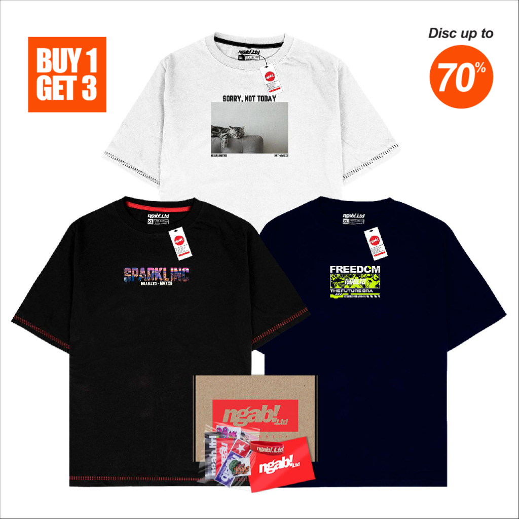 Jual Buy 1 Get 3 Ngab Kaos Distro Spesial Bundling Sparklinc, Freedom ...