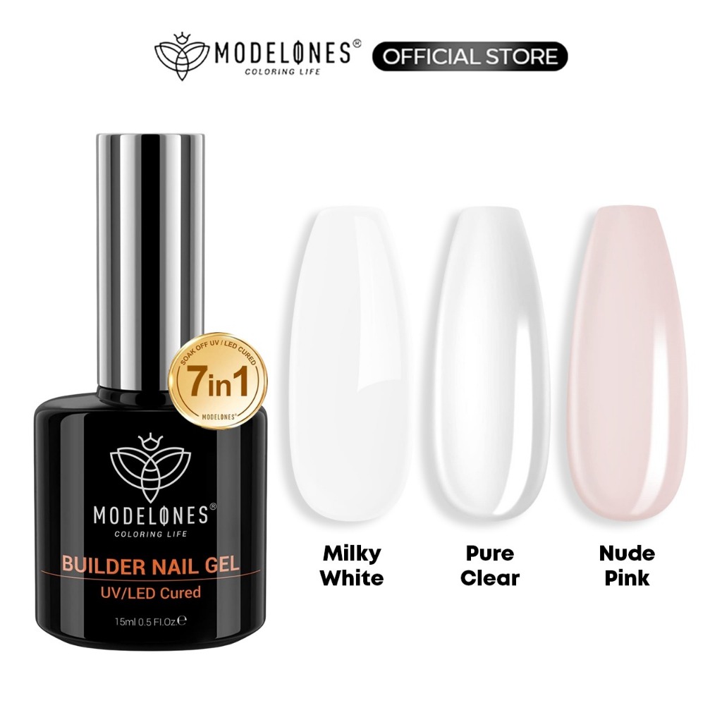 Jual MODELONES Builder Nail Gel 7-in-1 Clear/Nude Pink/Milky White Gel ...