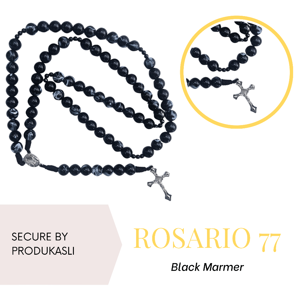 Jual Rosario 77 Bapa Kami Hitam Marmer corak Putih | Shopee Indonesia