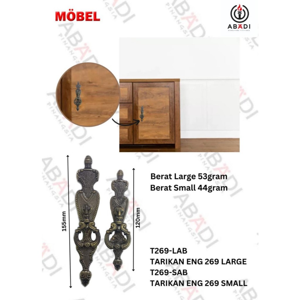 Jual Tarikan Pegangan Handle Laci Pintu Lemari Antik Anting T269 | Shopee Indonesia