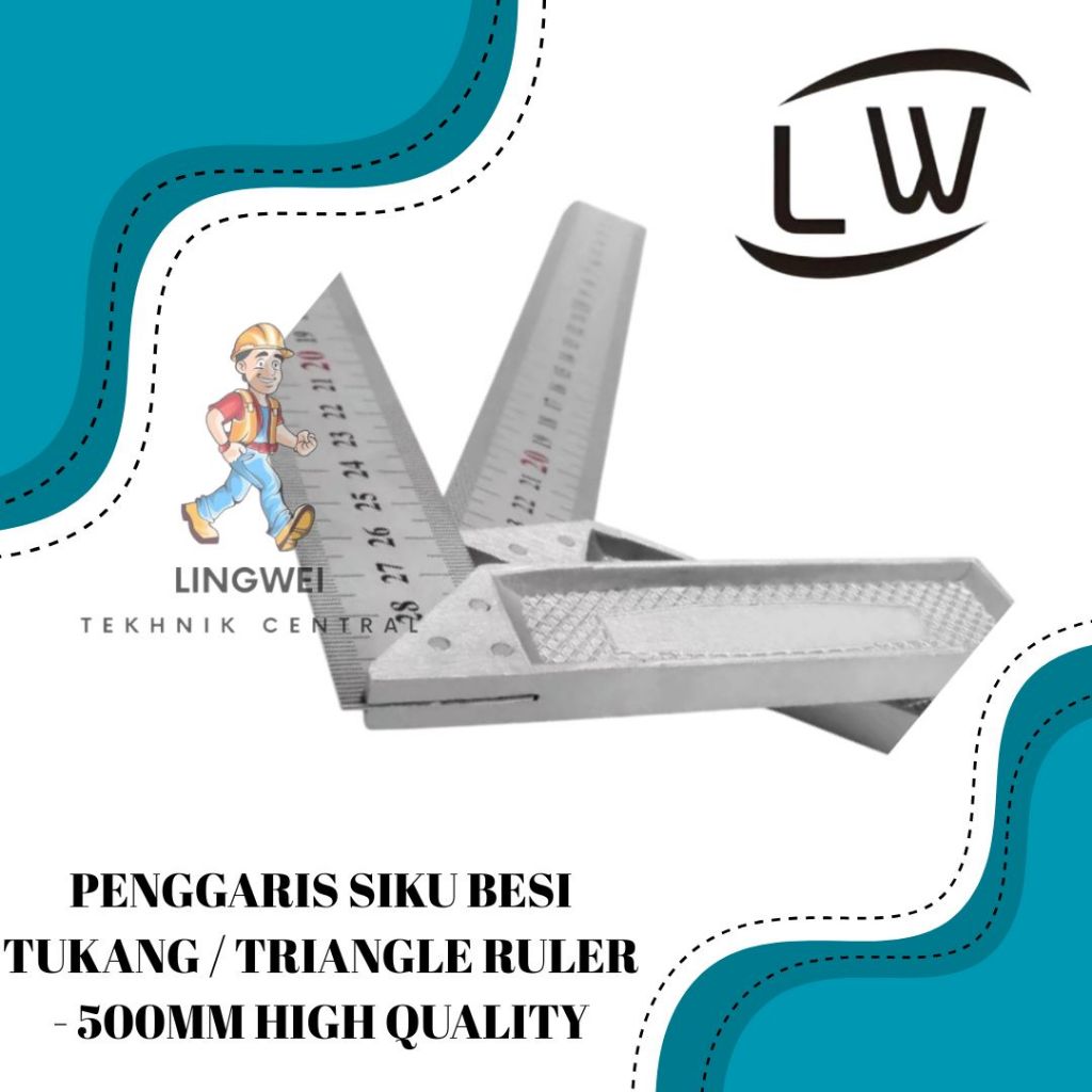 Jual PENGGARIS SIKU BESI TUKANG / TRIANGLE RULER - 500MM HIGH QUALITY ...
