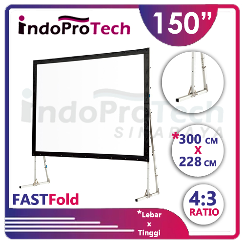 Jual Layar Proyektor Fastfold 150" inch Rasio 4:3 ( Ukuran 3meter x ...