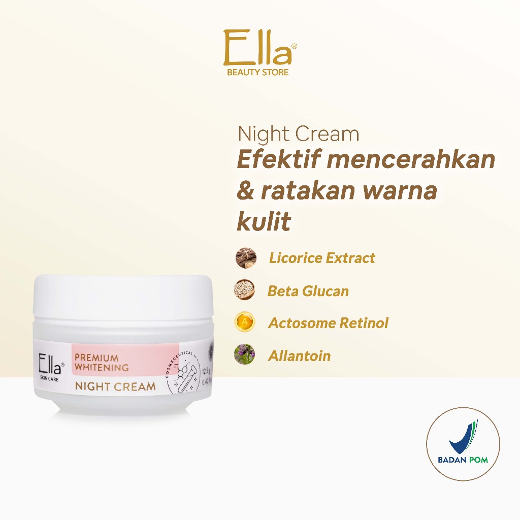 Jual Ella Skincare Premium Whitening Night Cream with Licorice, Retinol ...