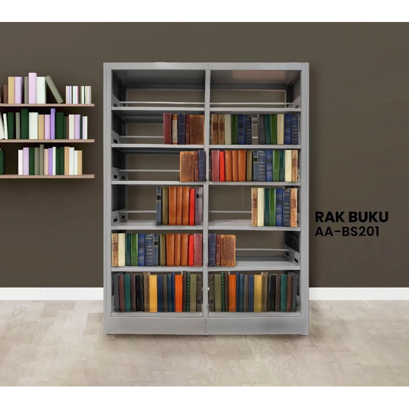 Jual Rak Buku 2 Muka / Rak Perpustakaan / Rak Buku Besi AA BS201 | Shopee Indonesia