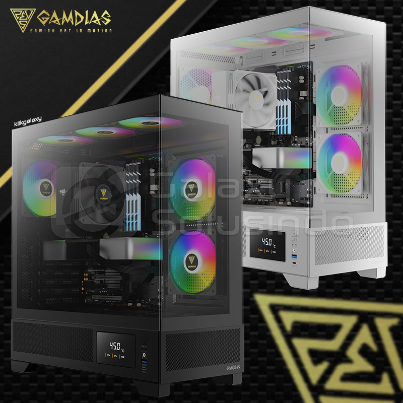 Jual GAMDIAS ATLAS M1 Tempered Glass Mid Tower ATX With Digital Display ...