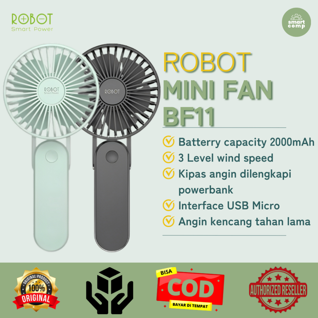 Jual KIPAS ANGIN PORTABLE MINI FAN ROBOT RT-BF11 2000MAH / BF22S ...