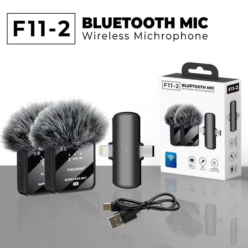Jual DingDong COD Wireless Microphone F11-2 Mic Clip 2-in-1 Type-C & Lightning Mikrofon Clip On ...
