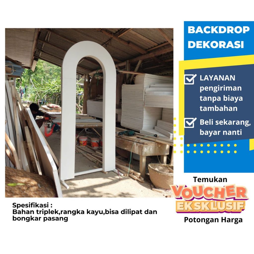 Jual backdrop dekorasi papan triplek gapura lorong warna putih bisa ...