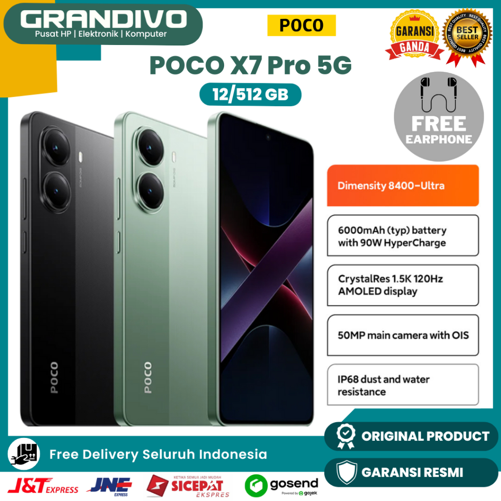 Jual POCO X7 Pro 5G 12/512 GB Dimensity 8400-Ultra 50MP OIS 6000mAh 90W ...