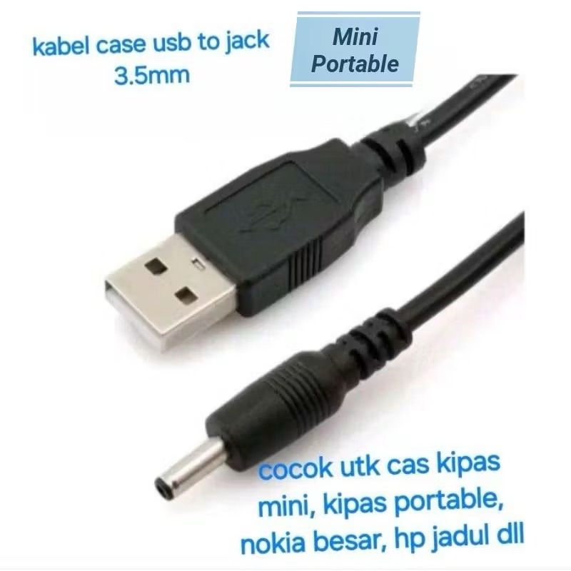 Jual kabel cas charger kipas portable mini usb to ( bulat ) nokia besar ...