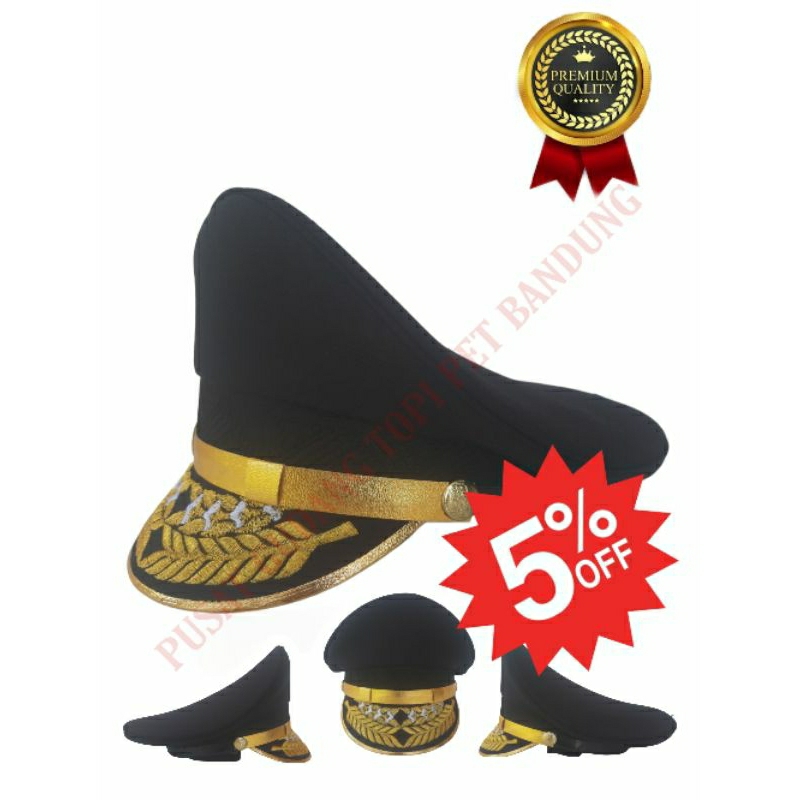 Jual Topi Pet Paskibra Hitam & Marching Band Dengan Bordir Bunga ...