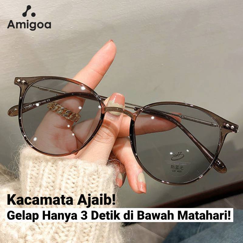 Jual AMIGOA 2 In 1 Kacamata Photocromic Anti Cahaya Biru Kacamata ...