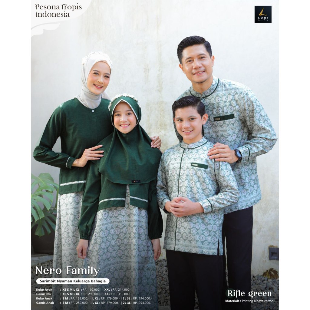 Jual Sarimbit Keluarga 2025 Terbaru SARIMBIT LUBI NERO RIFFLE GREEN ...