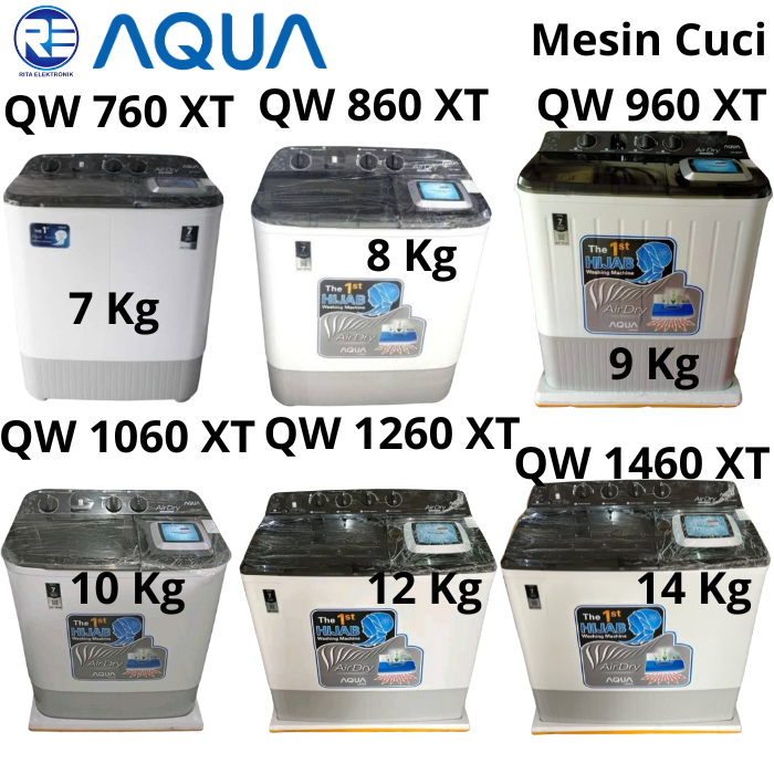 Jual Mesin Cuci 2 Tabung Aqua 7 Kg, 8 Kg, 9 Kg Dan 10 Kg QW 760XT,/QW 860XT/QW 960XT/QW 1060XT ...