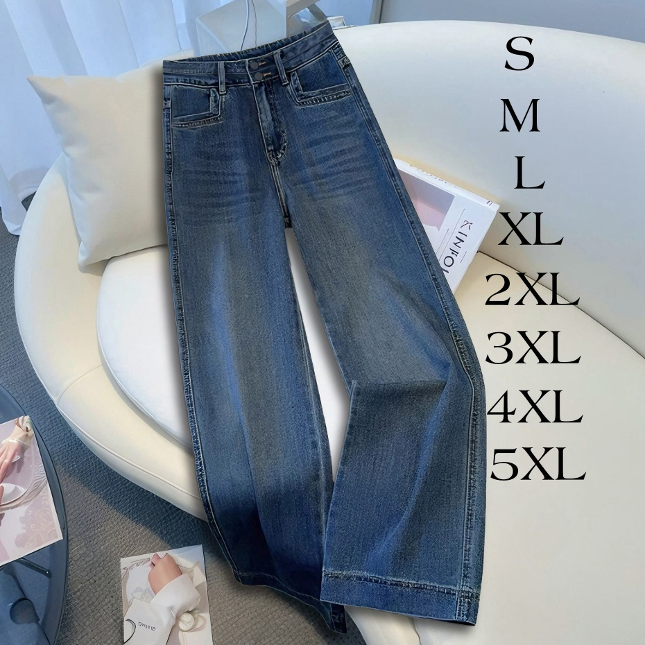 Jual boll.id | Celana Jeans Kulot Biru Tua Cutbray Jeans Wanita Panjang ...
