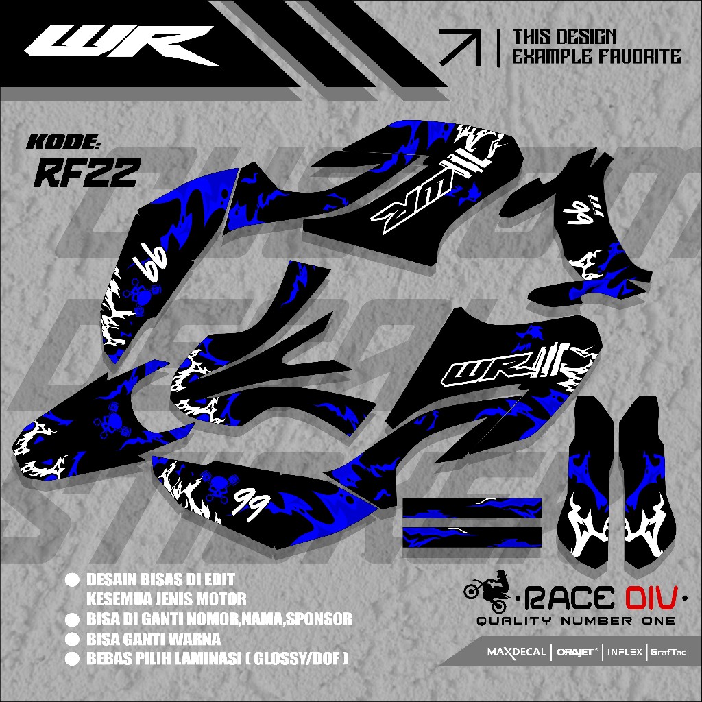 Jual Decal Sticker Motor Cross Yamaha WR155 Fullbody Murah Glosy Doff ...