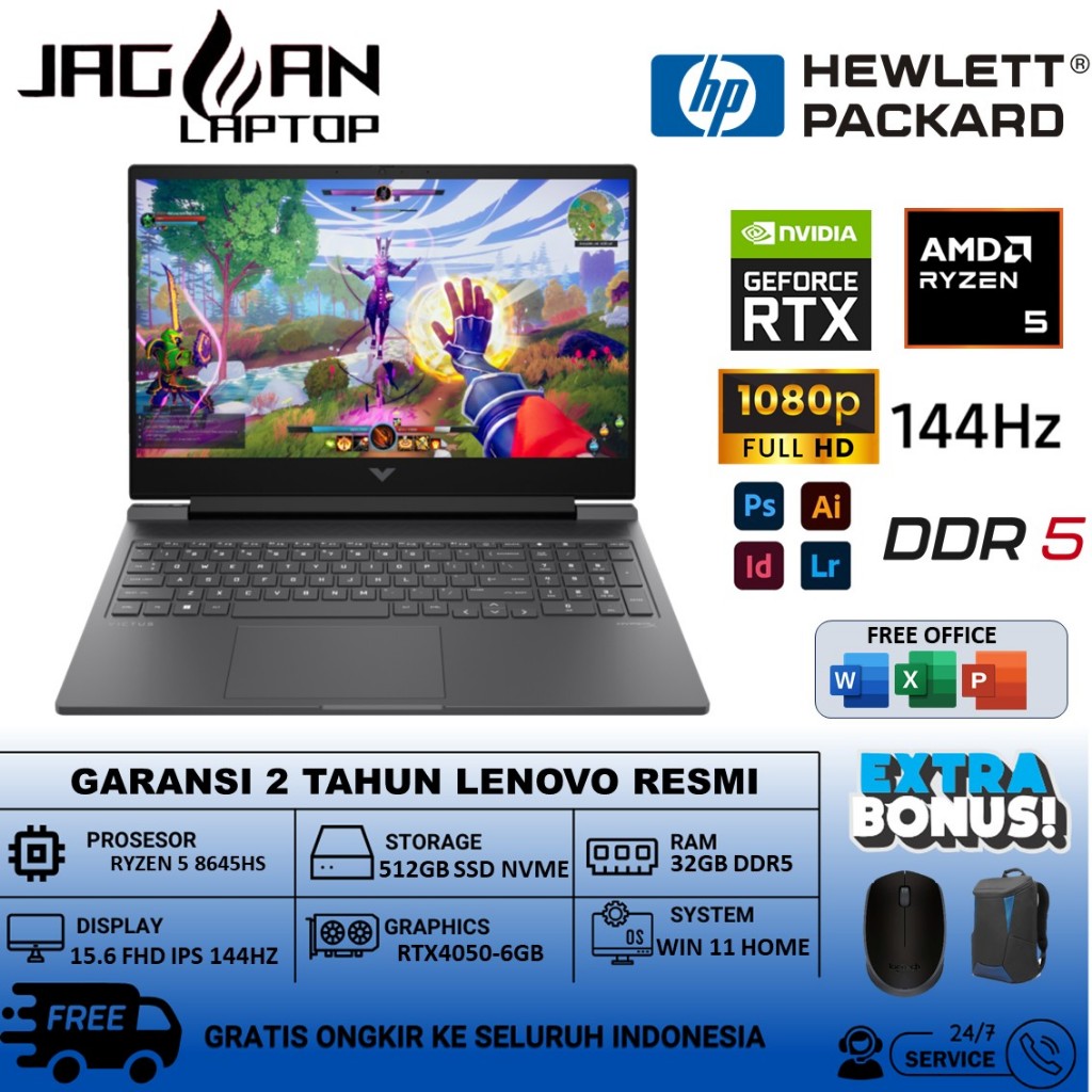 Jual Promo Laptop Gaming murah HP VICTUS 15 AMD RYZEN 5 8645HS 8GB DDR5 ...