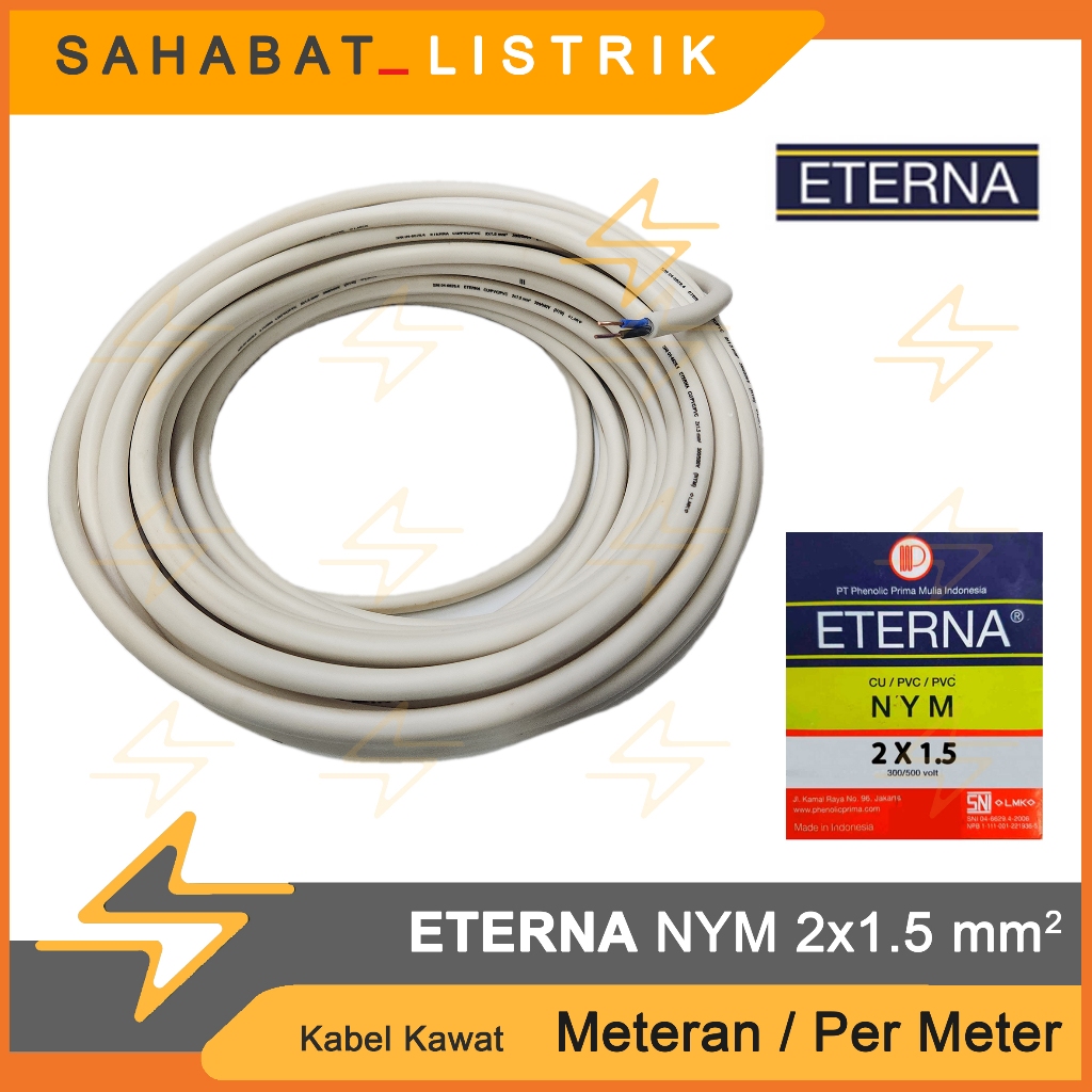 Jual Kabel Listrik ETERNA NYM 2X1.5 2X1,5 Per Meter | Shopee Indonesia