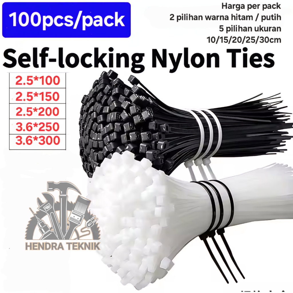Jual CABLE TIES 100MM 150MM 200MM 250MM 300MM TALI PENGIKAT PLASTIK ...