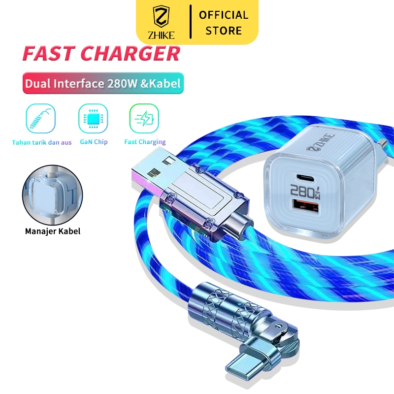 Jual ZHIKE Kabel Pengisi Daya Cepat Kabel Data Bercahaya Streamer Type ...