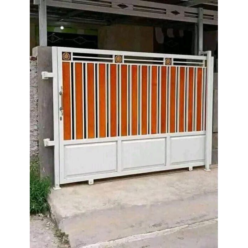 Jual pagar GRC motif kayu besi hollow galvanis | Shopee Indonesia