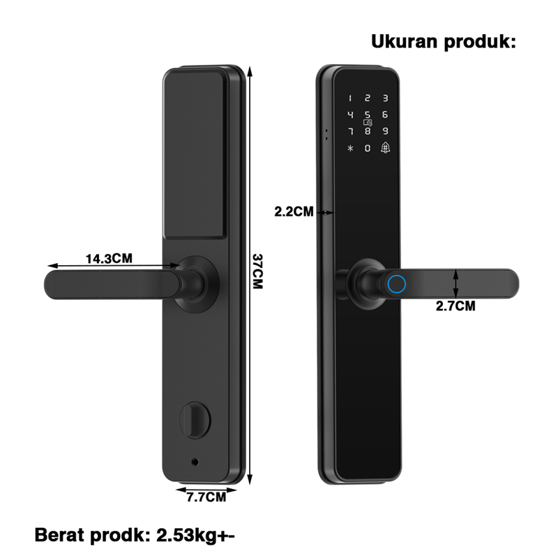 Jual Smart Lock Door Fingerprint PIN RFID Mifare 13.56 Mhz Mechanical Key / Kunci Pintu Pintar ...