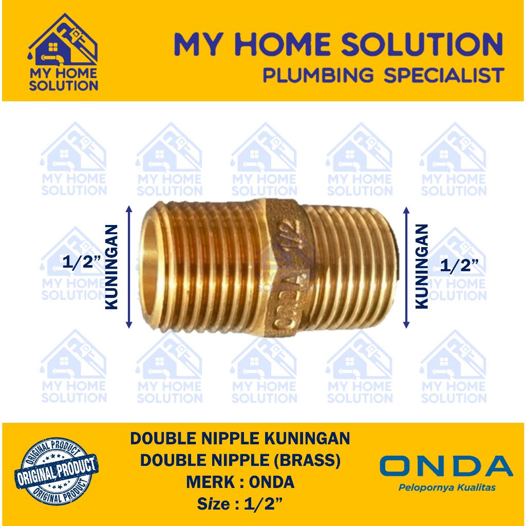 Jual DOUBLE NIPPLE KUNINGAN | DOUBLE NEPEL KUNINGAN 1/2" ONDA Tipe AW | Shopee Indonesia
