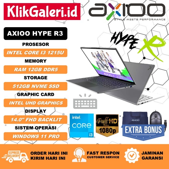Jual Laptop Ringan Axioo Hype R3 Intel I3 1215U 12GB 256GB 14.0 FHD ...