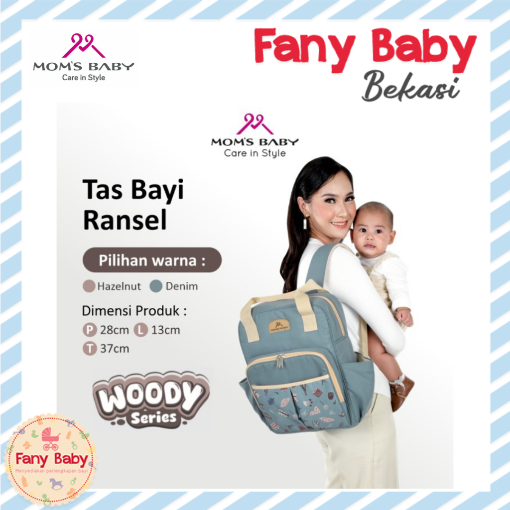 Jual MOM'S BABY & BABY JOY TAS RANSEL (WOODY SERIES - DENIM / MBT3077 ...