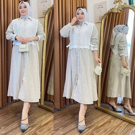 Jual MIDI DRESS SALUR RENDA MIX BRUKAT / DRESS AVISKA SALUR KATUN / FASHION WANITA TERBARU ...