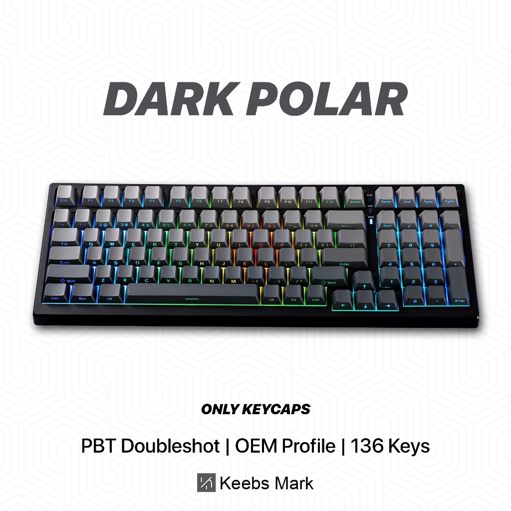 Jual Dark Polar Gradient Black Grey Keycaps Shine Through Side Print ...