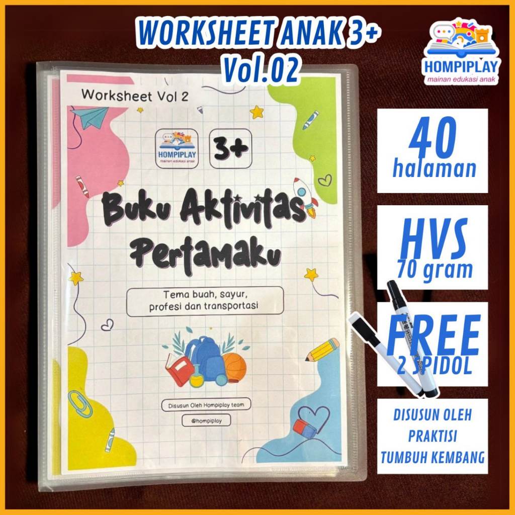 Jual WORKSHEET FOKUS ANAK USIA 3 Tahun | Buku Aktivitas Pre School Pra ...